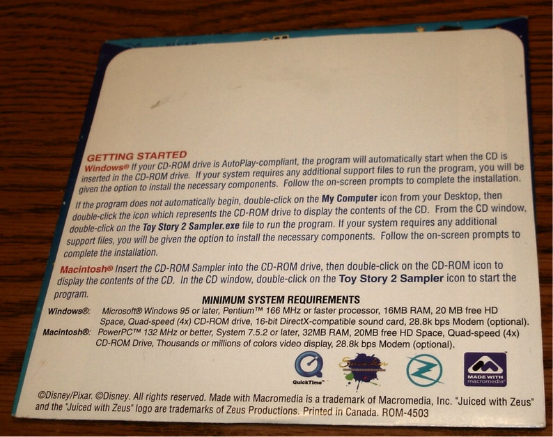 Toy Story 2 - Disney/pixar Interactive Sampler - 1999 - CD-ROM - Etsy