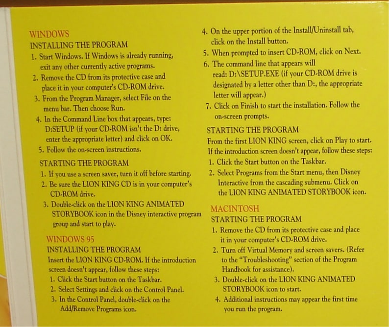 The Lion King Animated Story Book 1994 Disney Interactive CD-ROM - Etsy