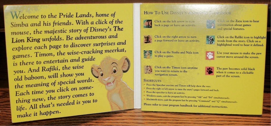 The Lion King Animated Story Book 1994 Disney Interactive CD-ROM - Etsy