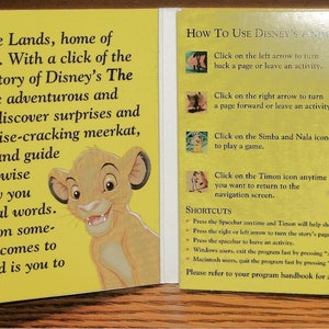 The Lion King Animated Story Book 1994 Disney Interactive CD-ROM - Etsy
