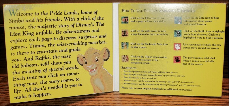 The Lion King Animated Story Book 1994 Disney Interactive CD-ROM - Etsy