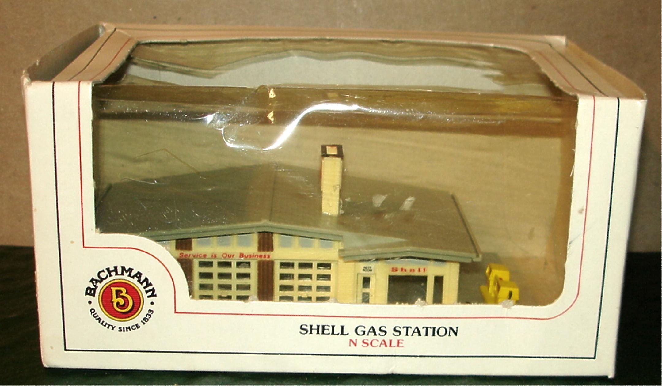 Bachmann Shell Gas Station Train Layout N Scale Building 55-7404 A NIB ...