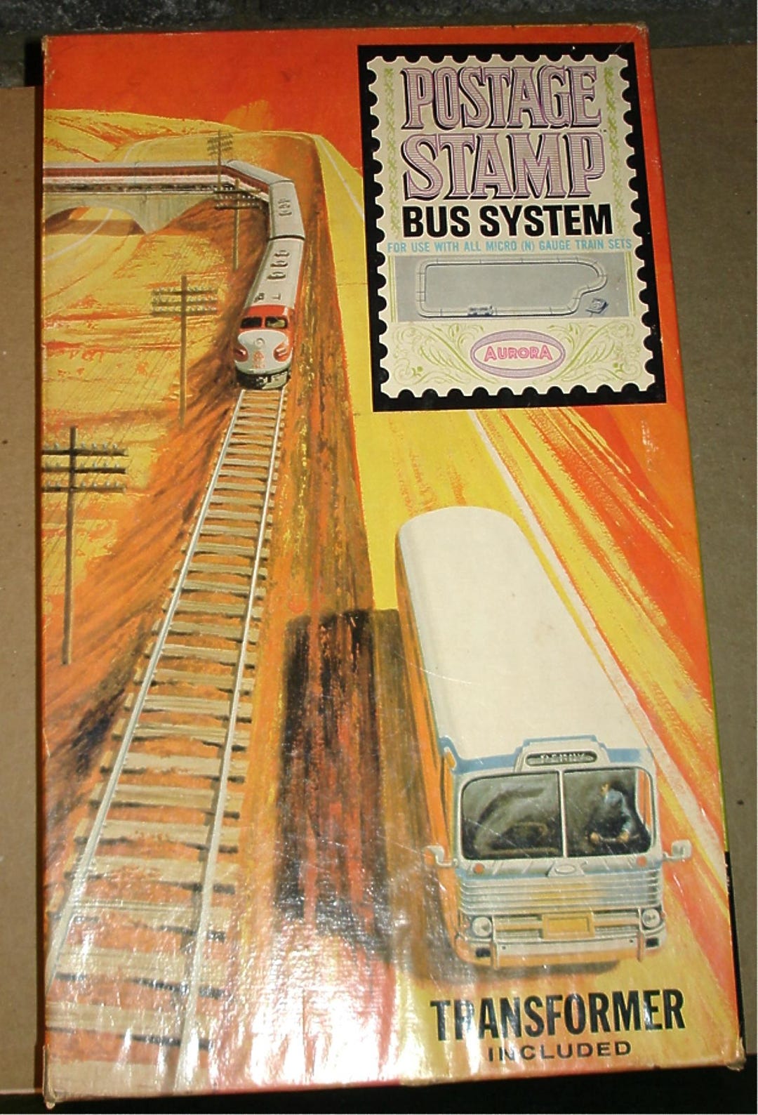 Vintage 1960's Postage Stamp Bus System - Aurora #4404-1595 - NO BUS (A ...
