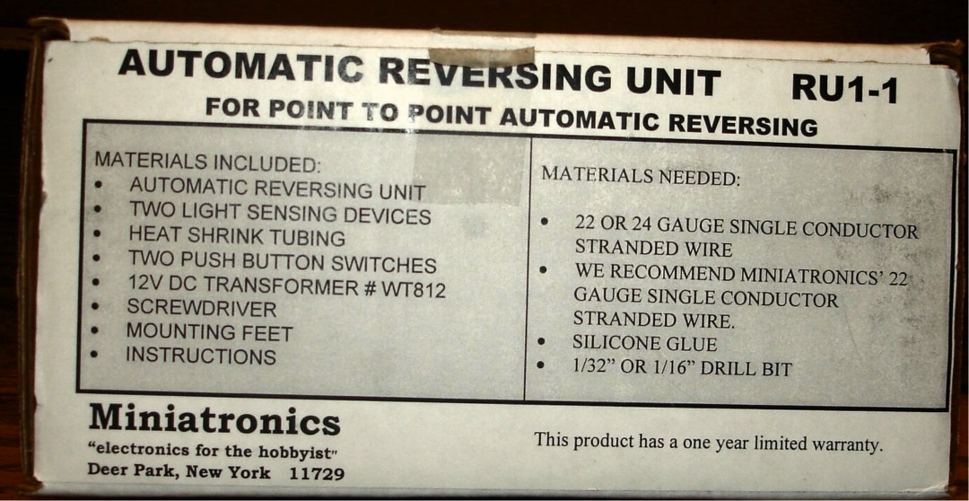 Miniatronics - AUTOMATIC REVERSING Unit #RU 1-1 - Point-to-point ...