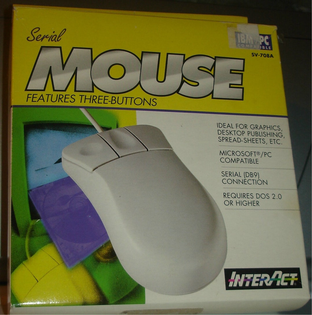 Interact MICROSOFT/PC Compatible 3 Button Serial Mouse - Etsy