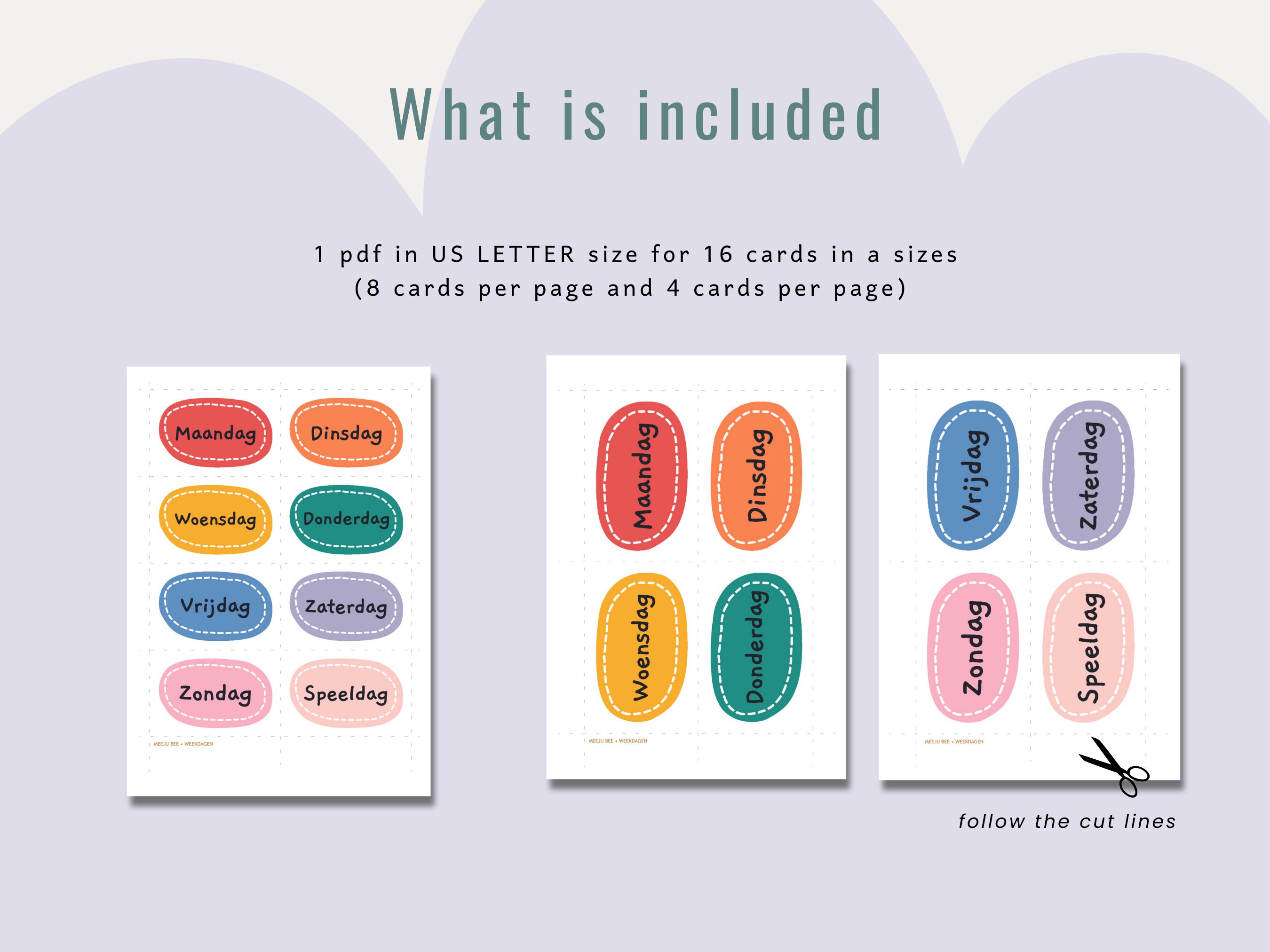Dutch Days of the Week Flashcards: Rainbow Learning (instant Download ...