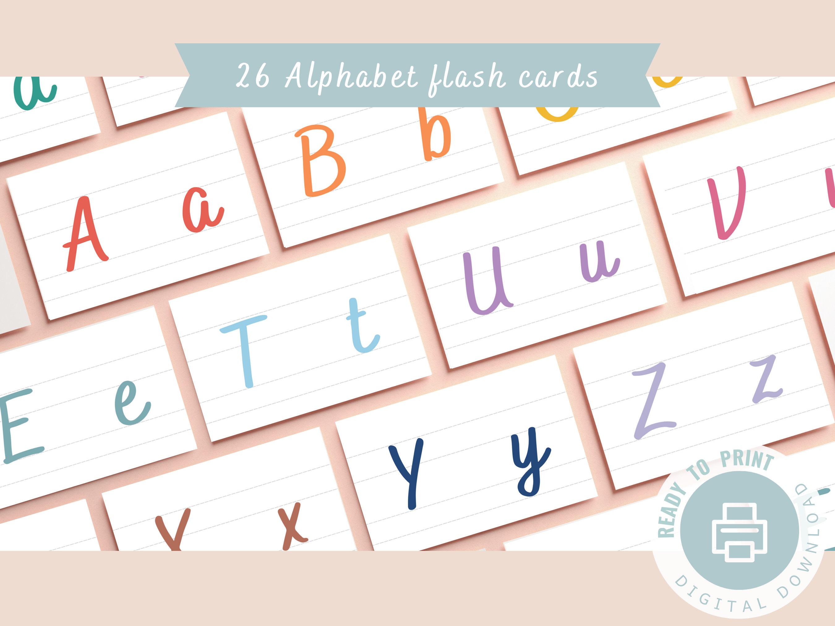 26 Educative Alphabet Cards | Elegant Design | Montessori Flashcards ...