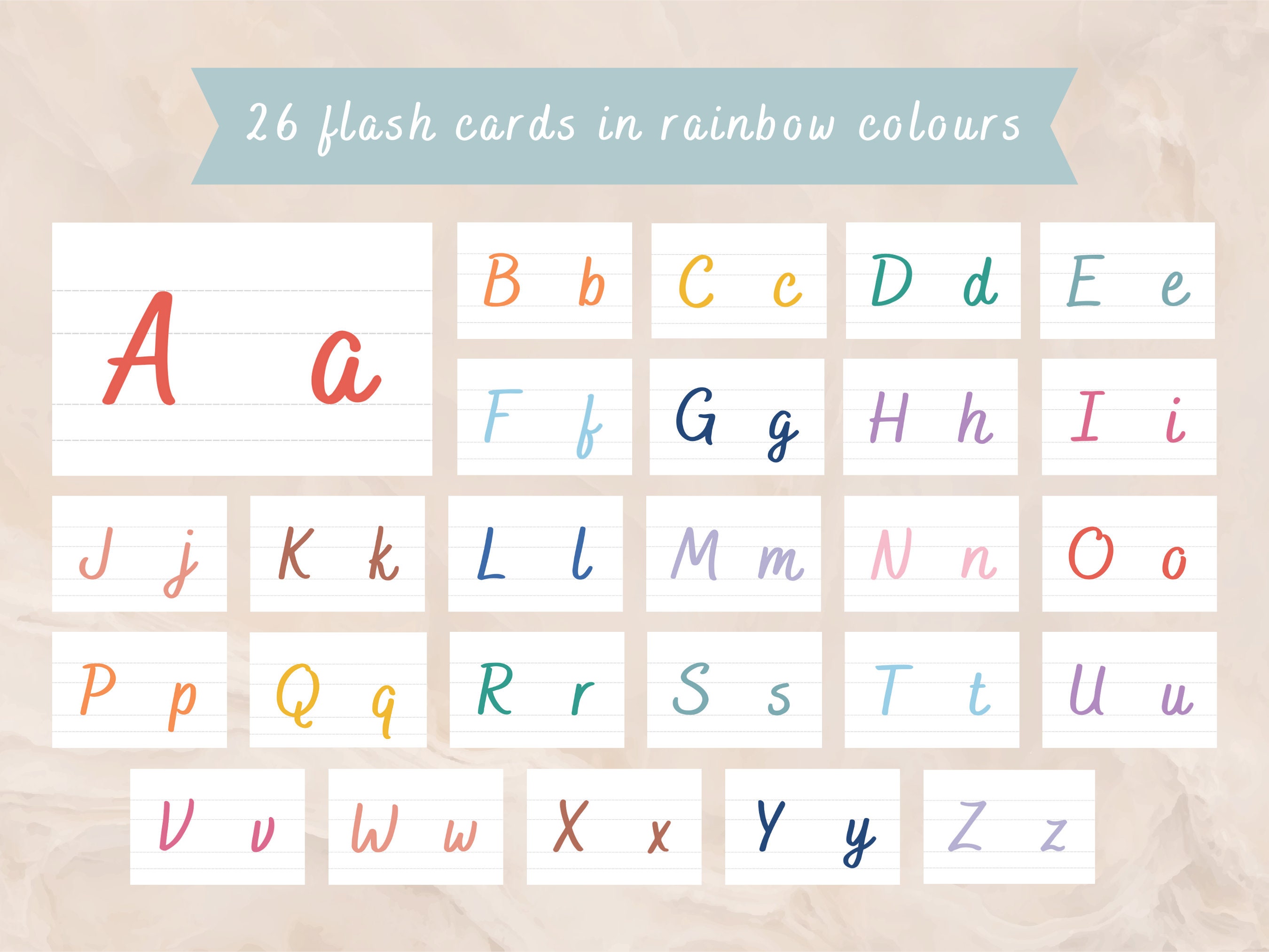 26 Educative Alphabet Cards | Elegant Design | Montessori Flashcards ...