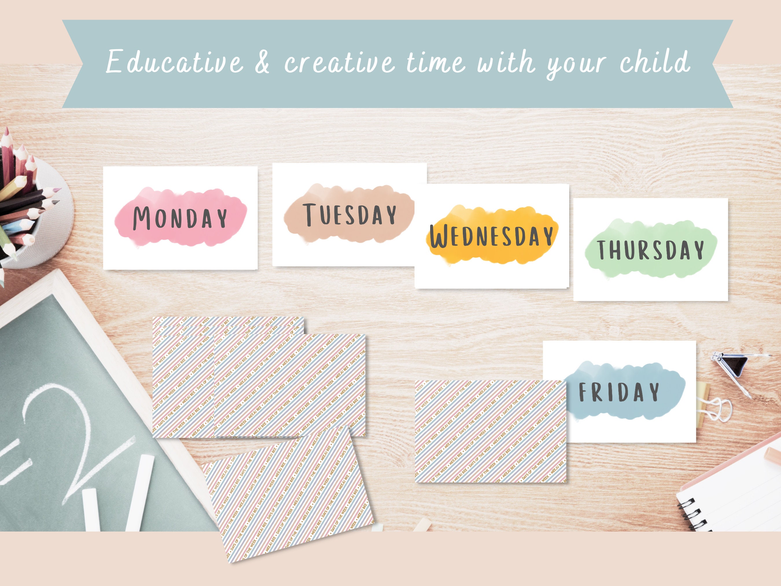 8 Educative Days of the Week Flashcards | School Elegant Design ...