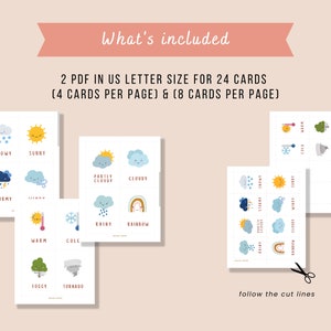 12 Educative Weather Cards | Elegant Design | Montessori Flashcards ...