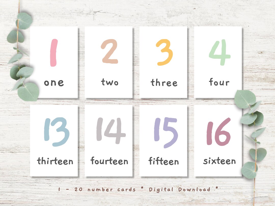 1-20 Number Flashcard | Learn to Count | Montessori | Pre-school ...