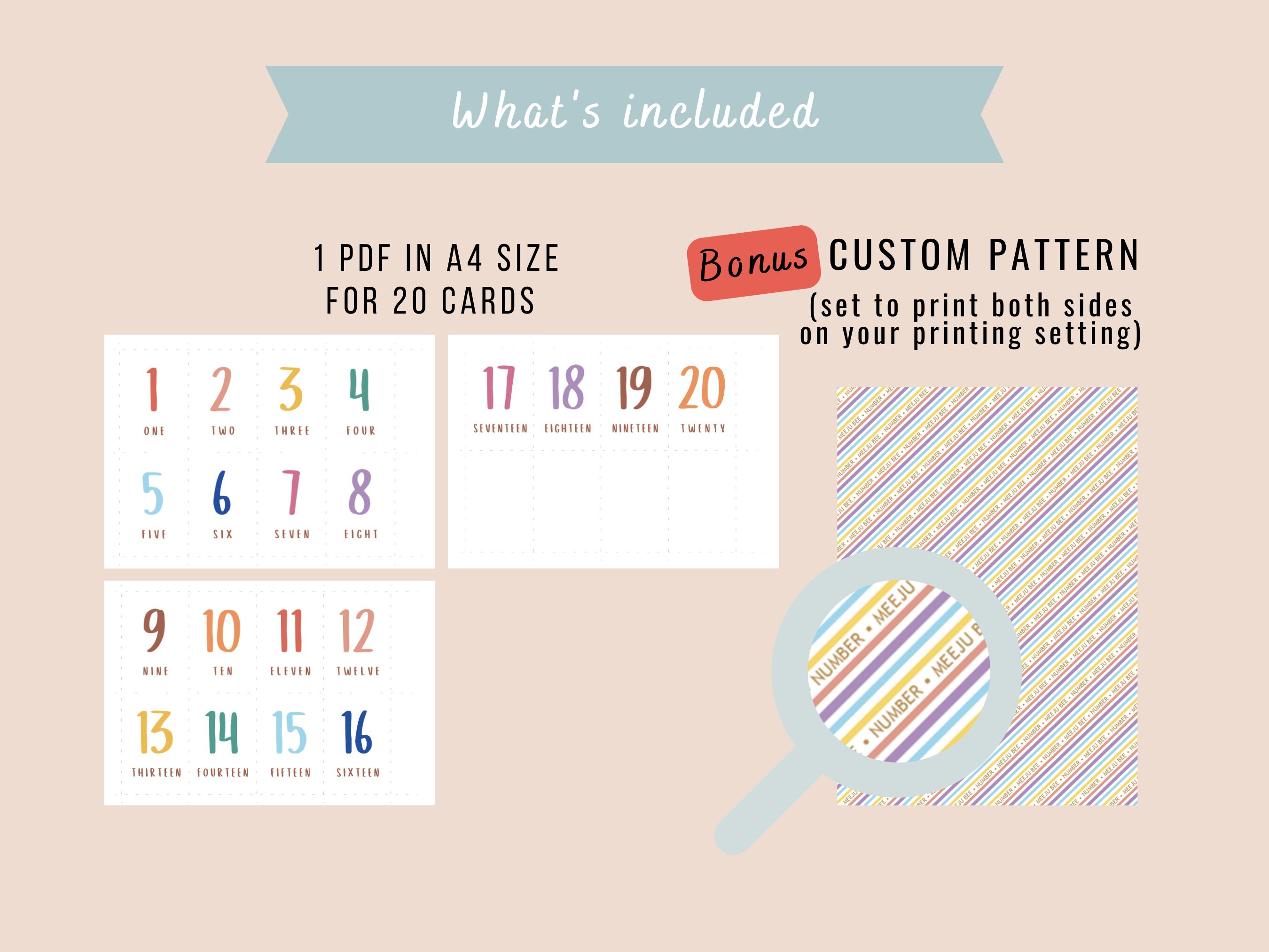 20 Educative Number Cards | Elegant Design | Montessori Flashcards ...