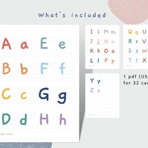 26 Educative Alphabet Cards |kawaii Design | Montessori Flashcards ...