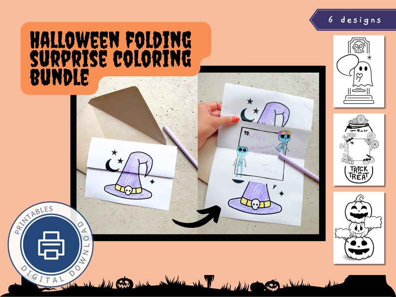 PRINTABLE Fun Halloween Folding Surprise Coloring Pages Kid's Home ...