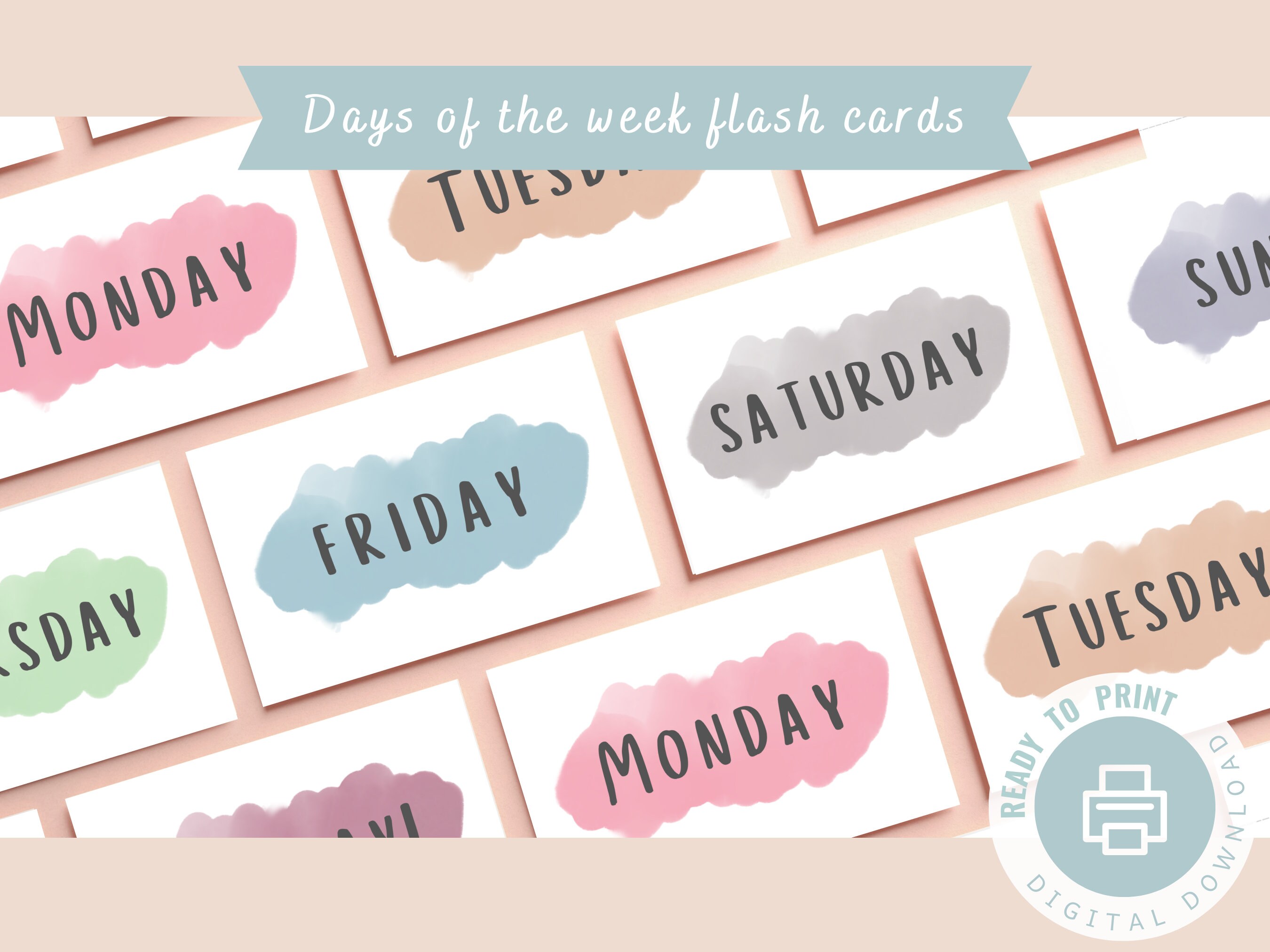 8 Educative Days of the Week Flashcards | School Elegant Design ...