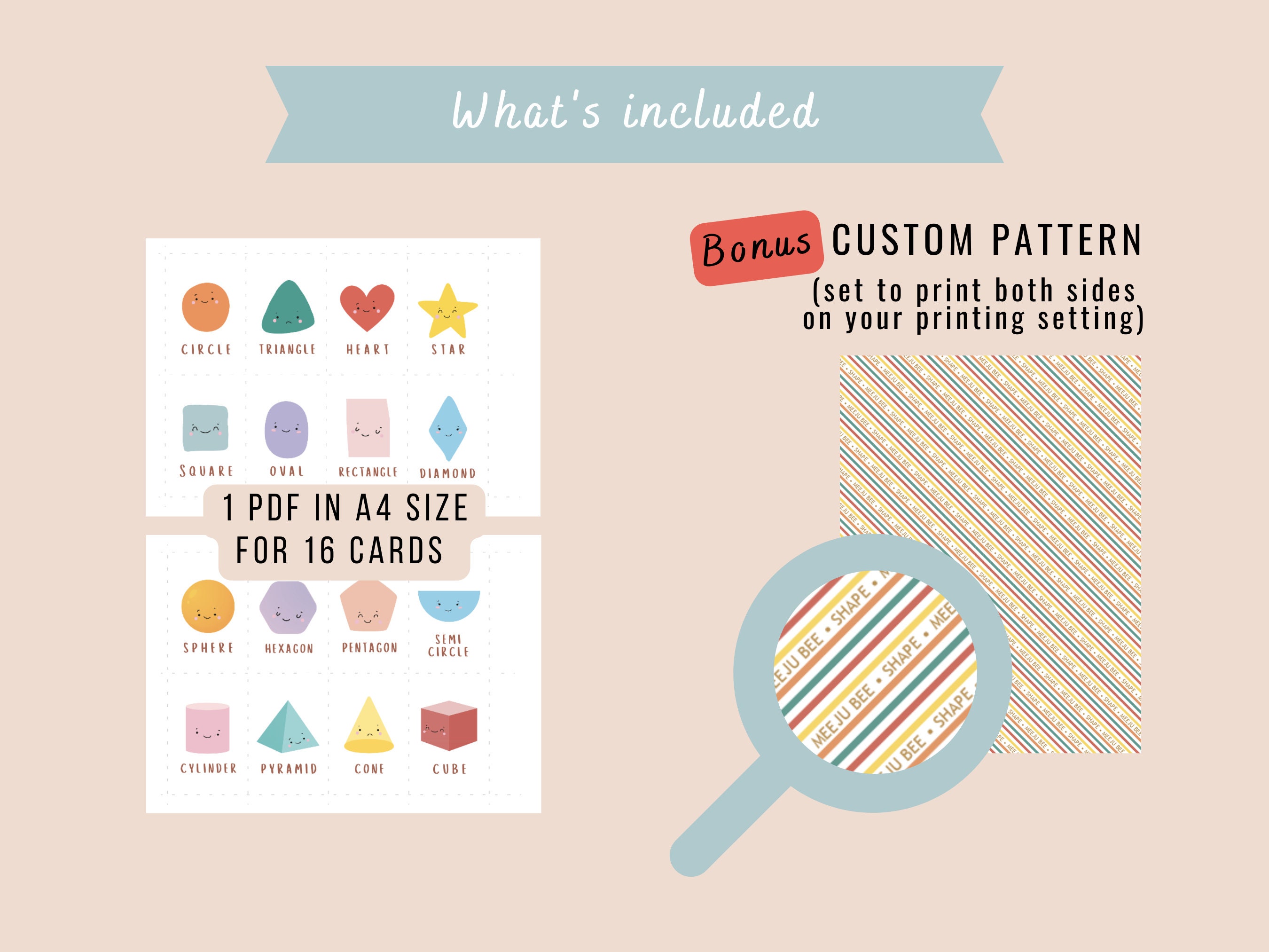 16 Educative Shape Cards | Elegant Design | Montessori Flashcards | Pre ...