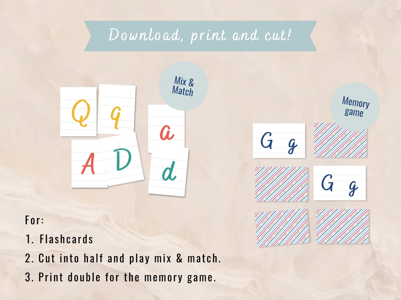 26 Educative Alphabet Cards | Elegant Design | Montessori Flashcards ...