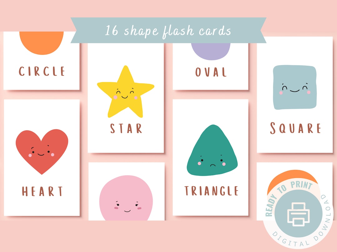16 Educative Shape Cards | Elegant Design | Montessori Flashcards | Pre ...