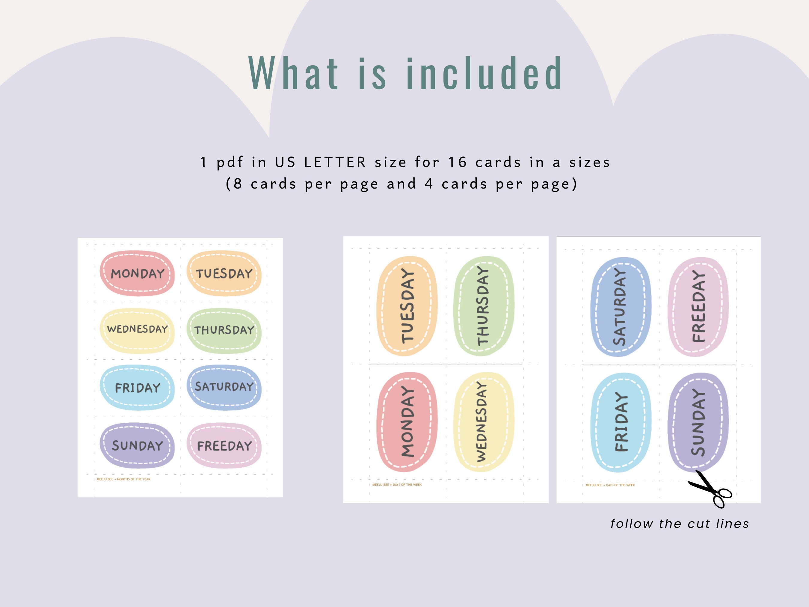 7 Days of the Week Flashcards Bonus School Design Montessori Pre-school ...