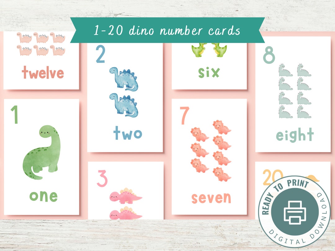Dinosaur Number Flashcard | Learn to Count | Montessori | Pre-school ...