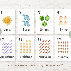 1-20 Number Flashcard | Learn to Count | Montessori | Pre-school ...