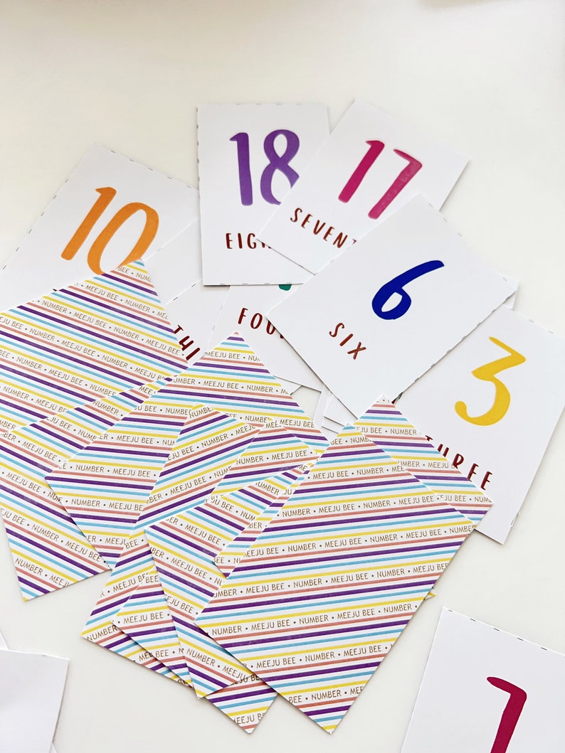 20 Educative Number Cards Elegant Design Montessori Flashcards Pre ...