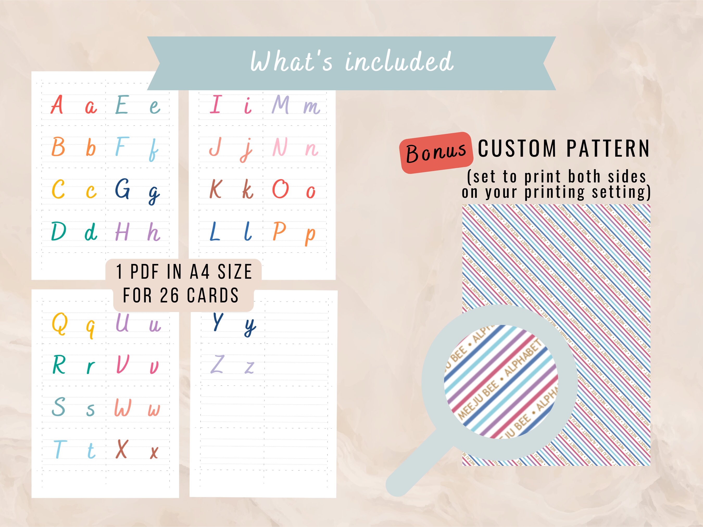 26 Educative Alphabet Cards | Elegant Design | Montessori Flashcards ...