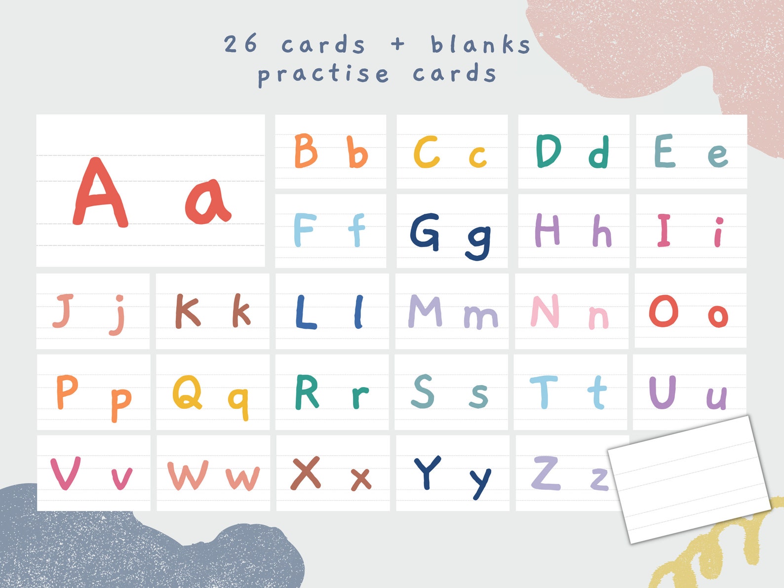 26 Educative Alphabet Cards |kawaii Design | Montessori Flashcards ...