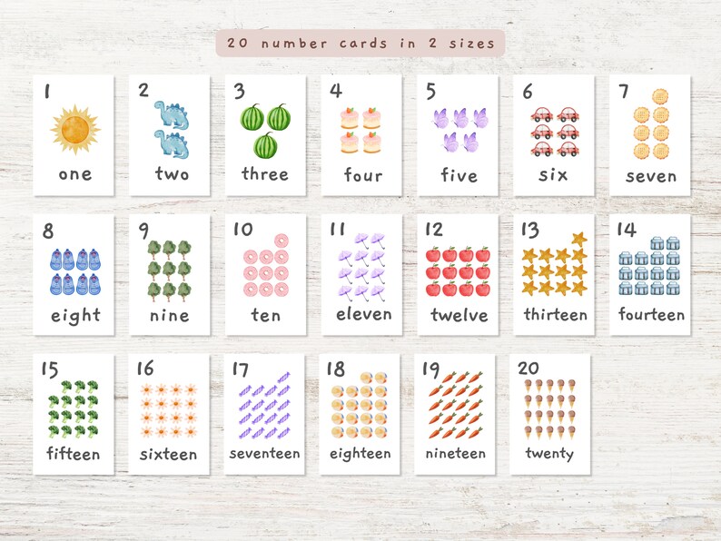 1-20 Number Flashcard | Learn to Count | Montessori | Pre-school ...