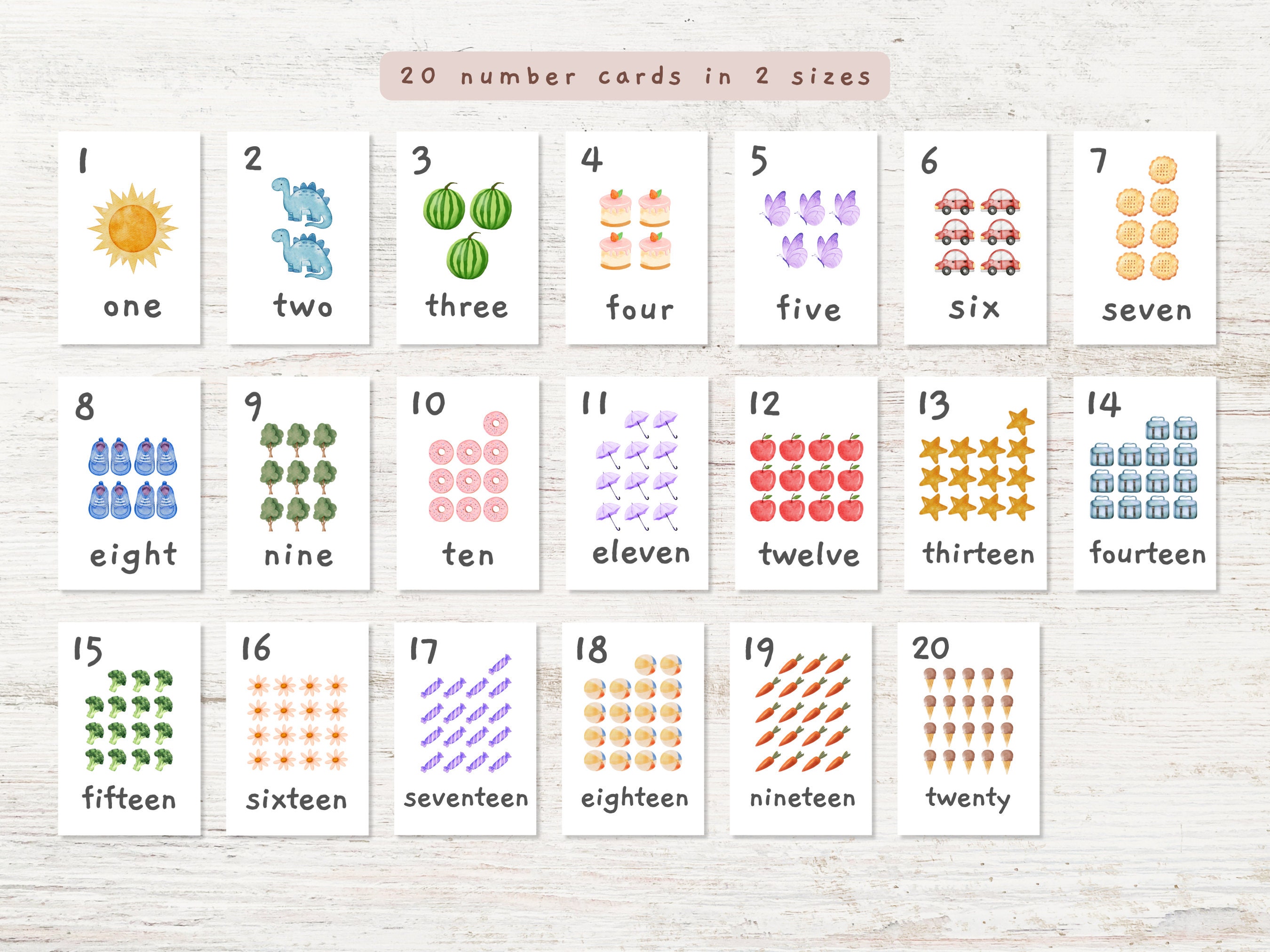 1-20 Number Flashcard | Learn to Count | Montessori | Pre-school ...