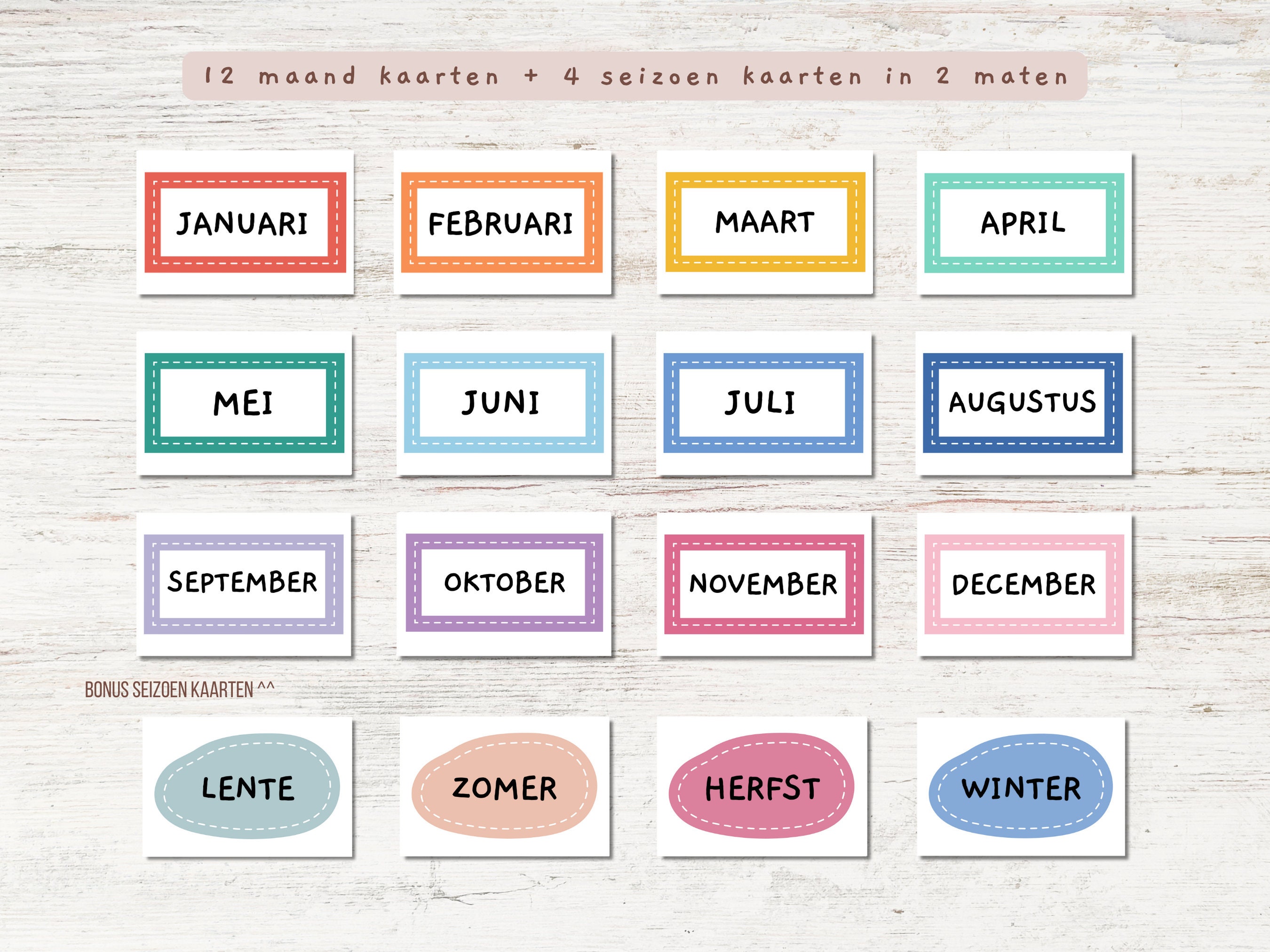 DUTCH 12 Months of the Year Flashcards Season School Design Montessori ...
