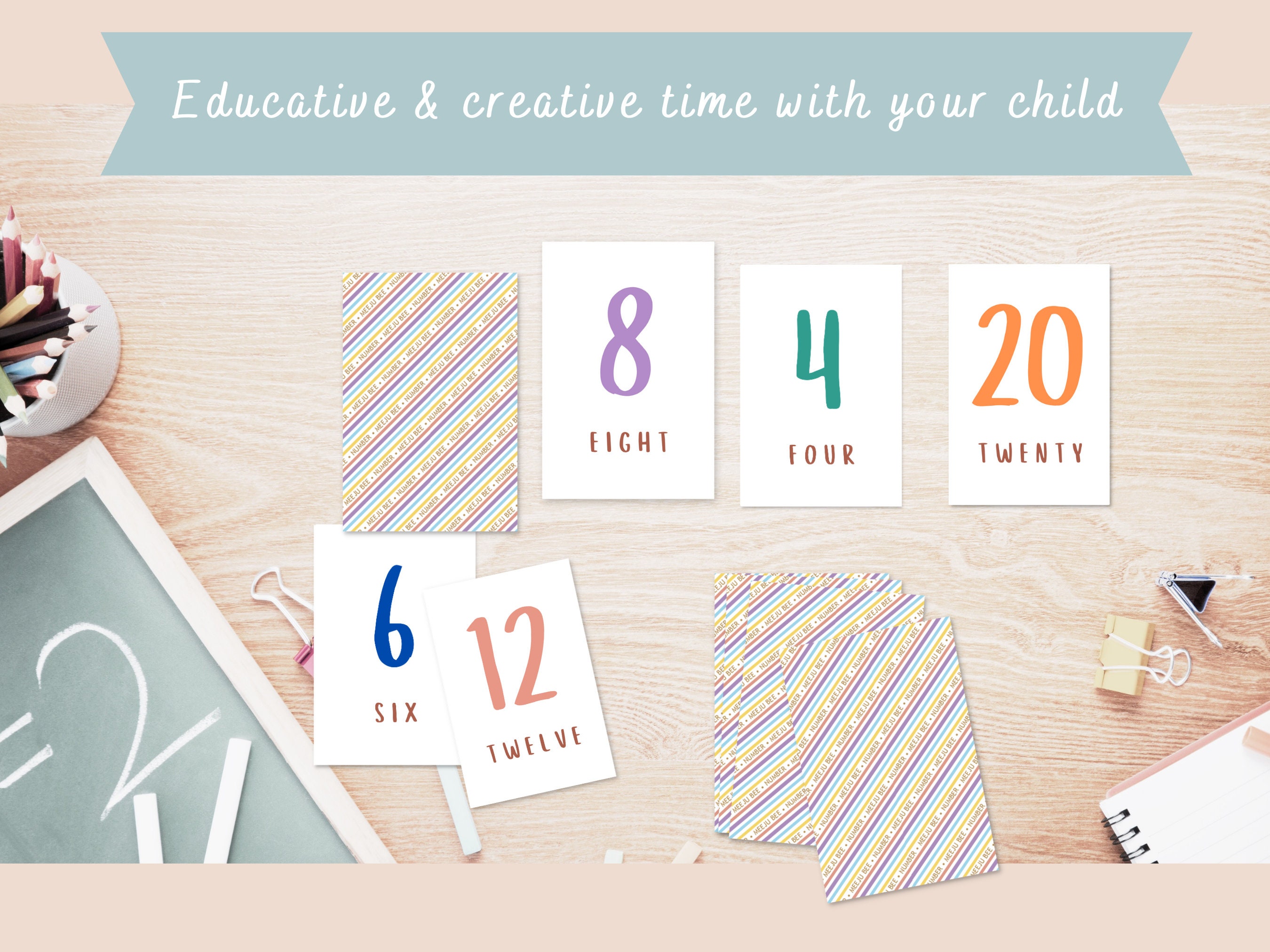 20 Educative Number Cards | Elegant Design | Montessori Flashcards ...