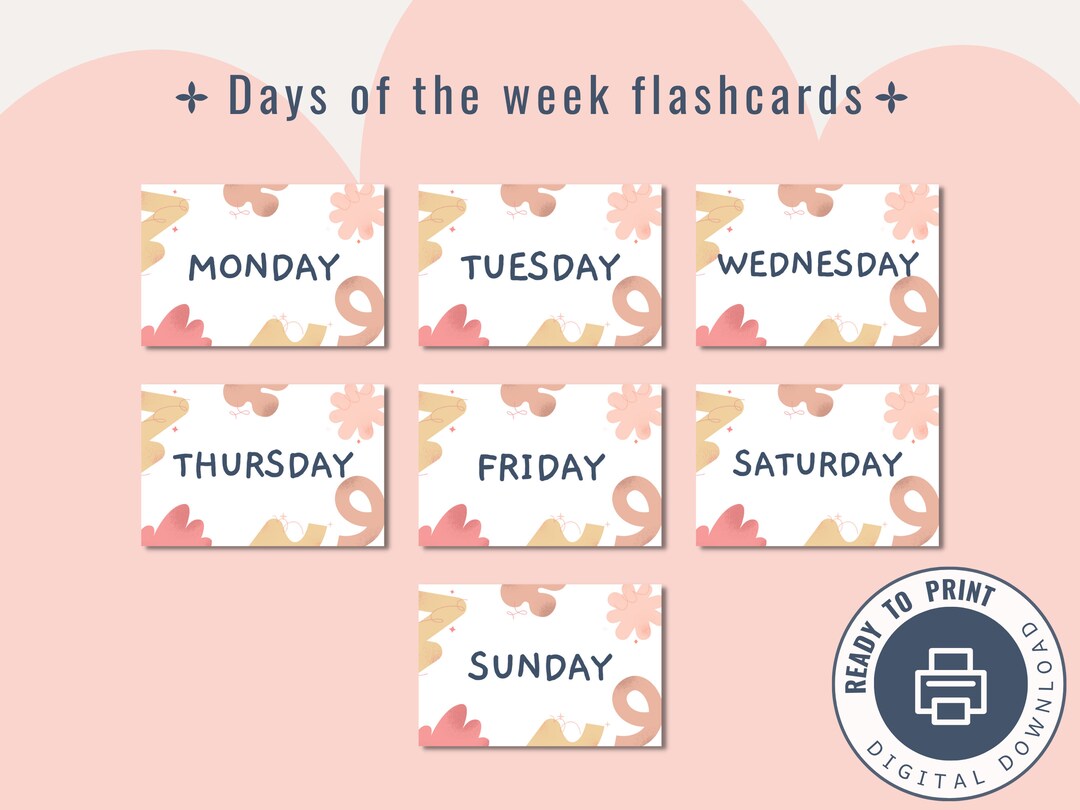 7 Days of the Week Flashcards + Bonus | School Design | Montessori ...