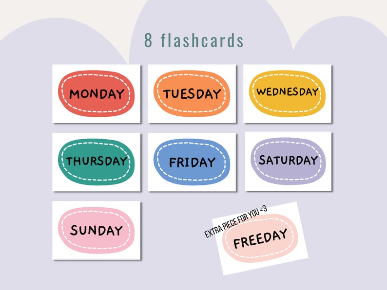 7 Days of the Week Flashcards + Bonus | School Design | Montessori ...