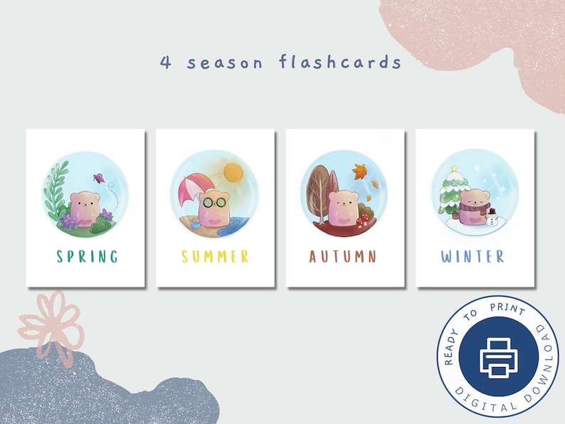 4 Season Flashcards | School Simple Design | Montessori | Pre-school ...