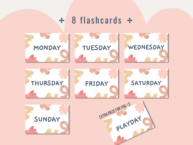 7 Days of the Week Flashcards + Bonus | School Design | Montessori ...