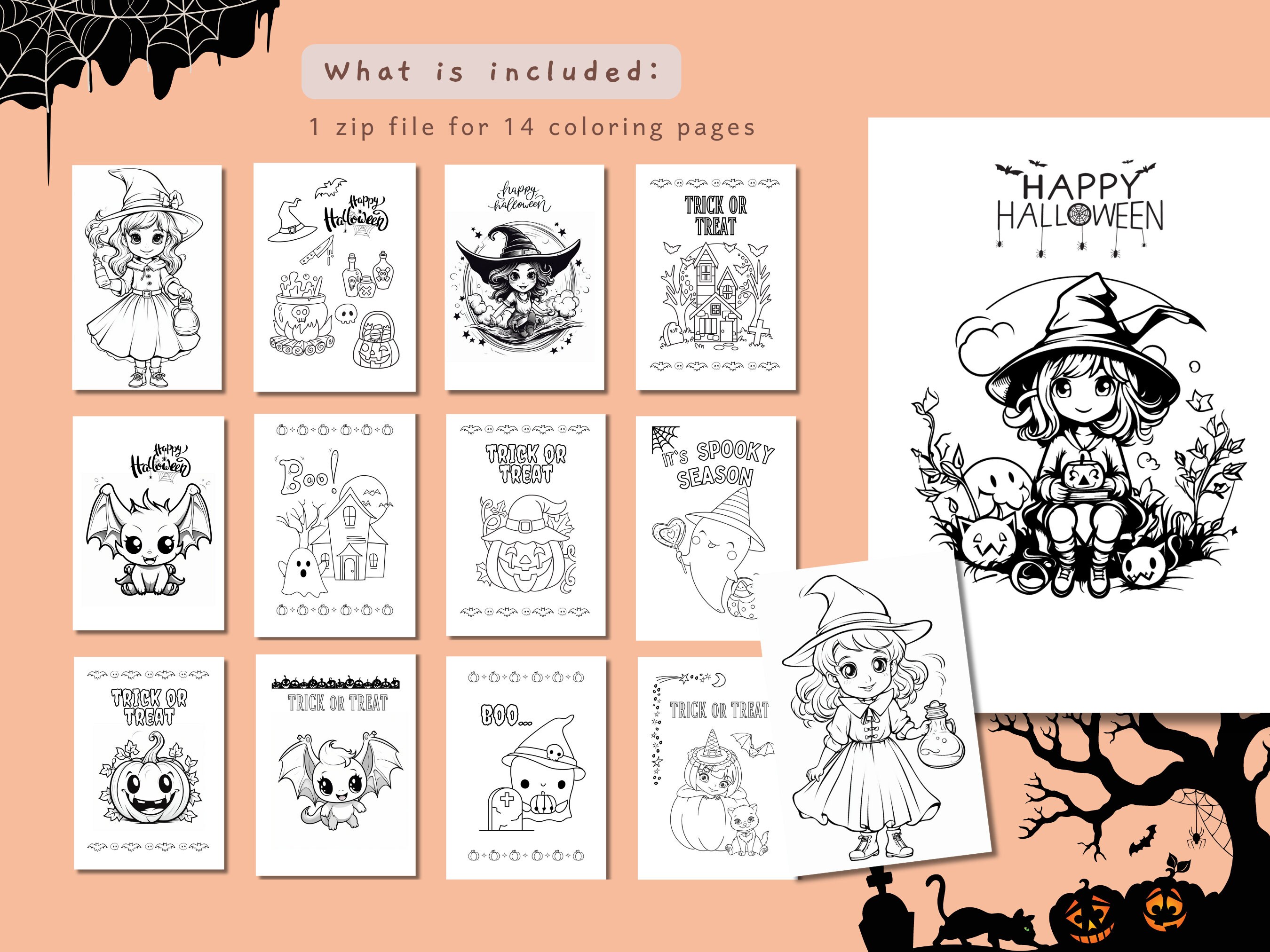 PRINTABLE Cute Halloween Coloring Book Kid's Coloring - Etsy