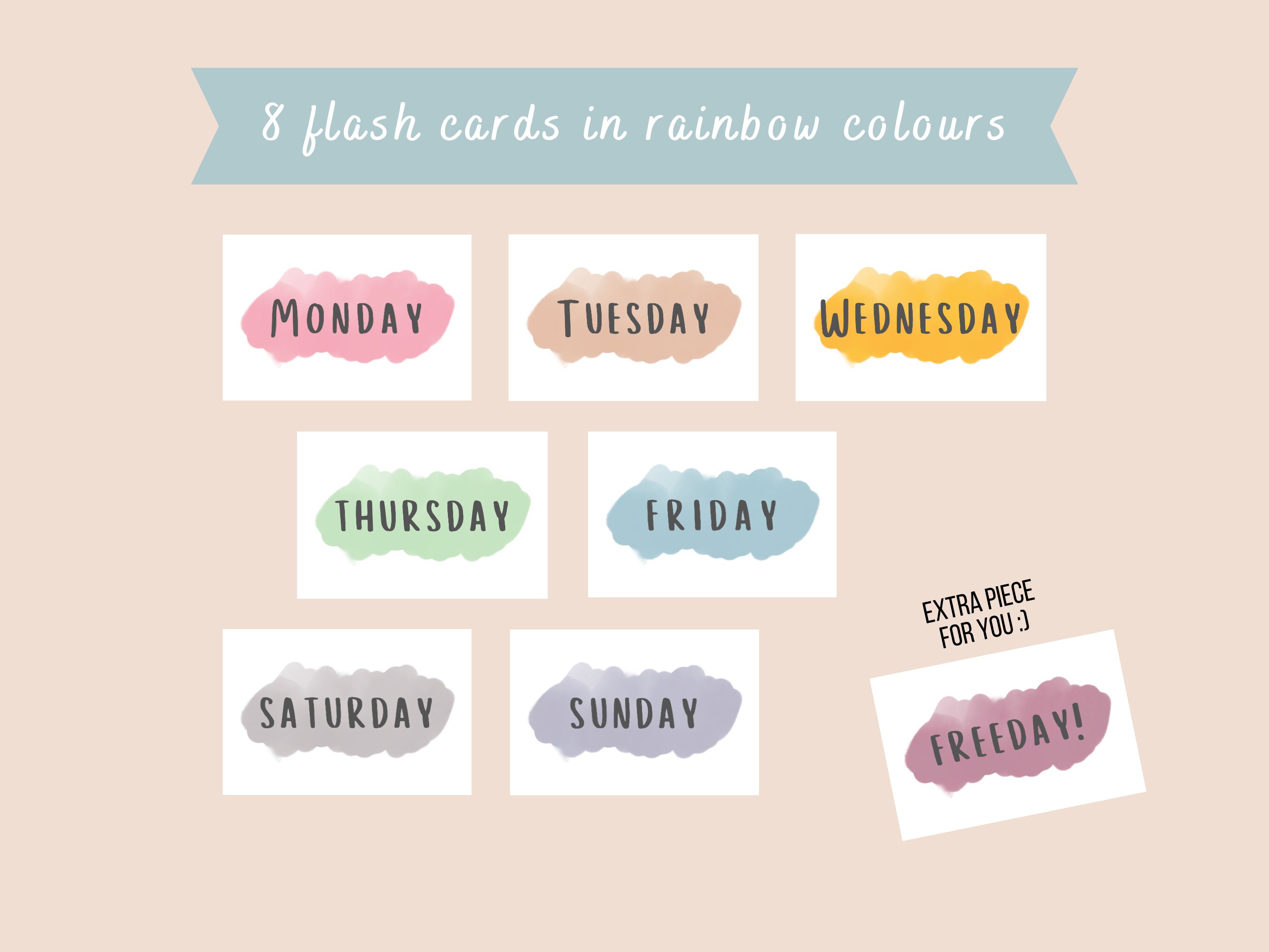 8 Educative Days of the Week Flashcards | School Elegant Design ...