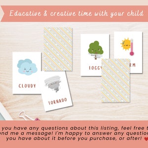 12 Educative Weather Cards | Elegant Design | Montessori Flashcards ...