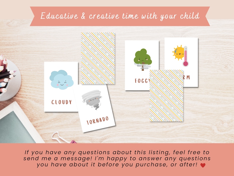 12 Educative Weather Cards | Elegant Design | Montessori Flashcards ...