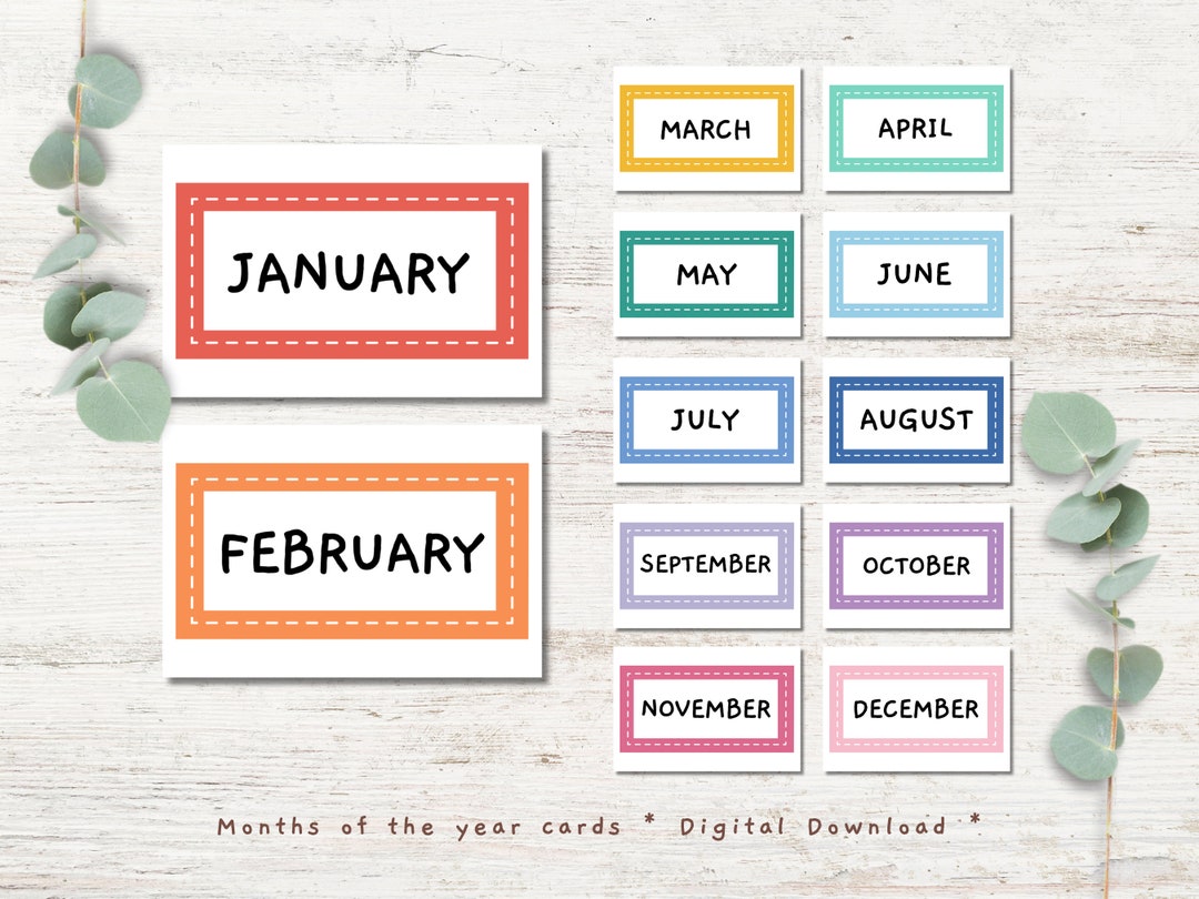 12 Months of the Year Flashcards + Season | School Design | Montessori ...