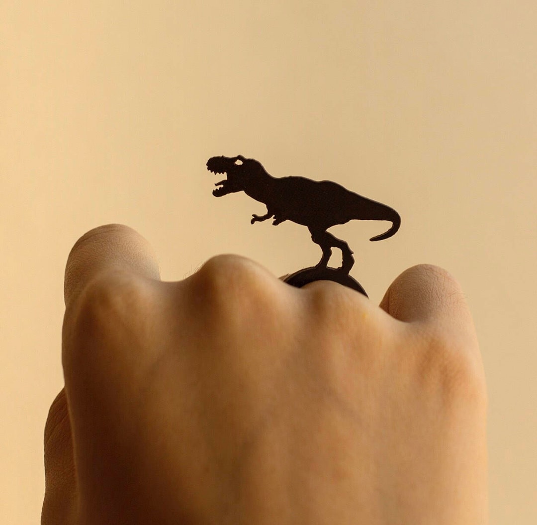 Lightweight Recycled Rubber T-rex Ring- by Design Tun - Etsy