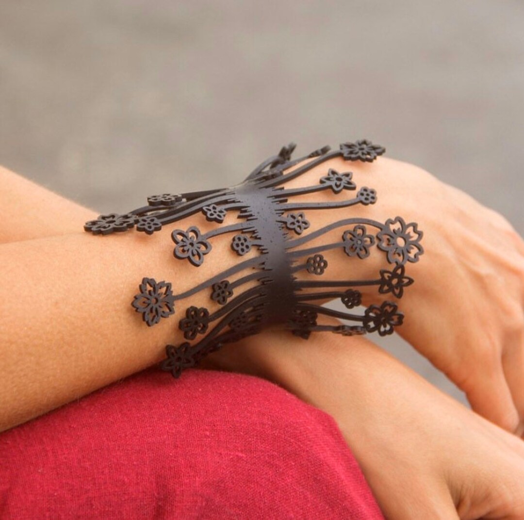 Recycled Rubber Bracelet | Flower Bracelet | Contemporary Jewelry ...