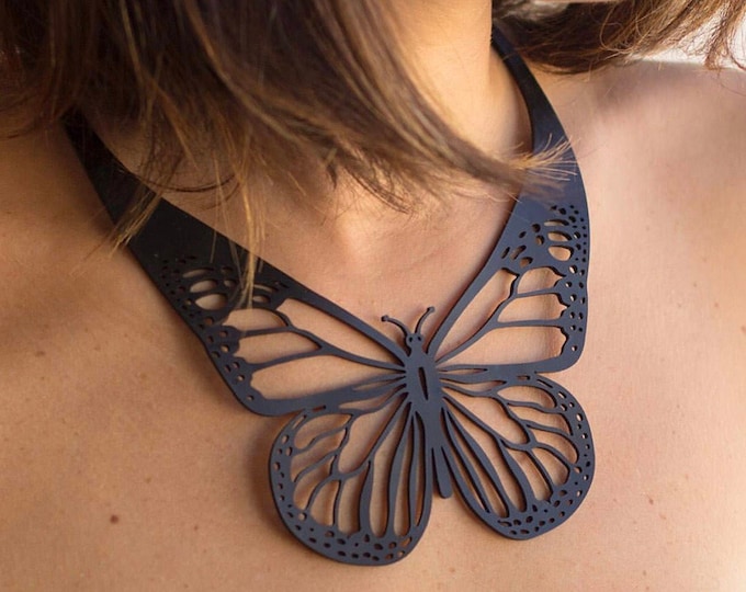 Recycled Rubber Necklace Butterfly Necklace Contemporary Jewelry ...