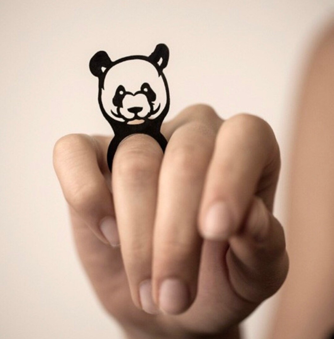 Lightweight Recycled Rubber Panda Ring- by Design Tun - Etsy