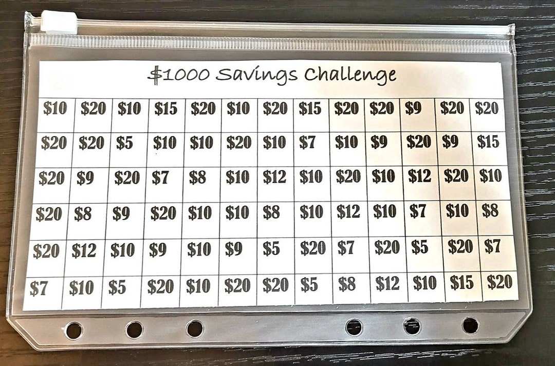 1000 Dollar Savings Challenge Budget Insert - Etsy