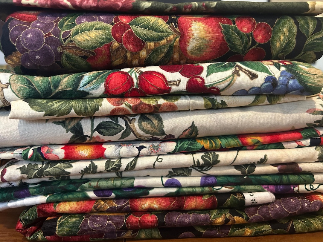 Vintage Fall Fruit Cotton Fabric – 2 Yards Autumn Print - Etsy