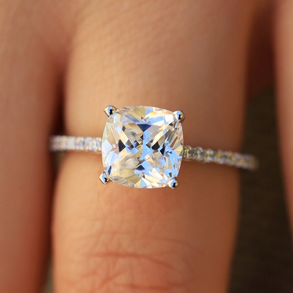 Cushion Cut Diamond Engagement Ring - Etsy
