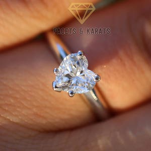 Heart Shaped Solitaire Engagement Ring 1 Carat 14k White Gold Promise ...