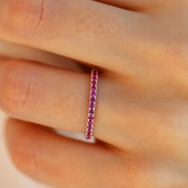 Ruby Wedding Band - Etsy